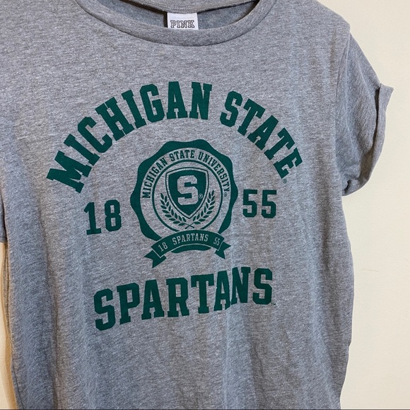 PINK Victoria's Secret | Tops | Vs Pink Michigan State Spartans Tee S ...